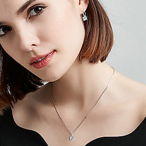 EVER FAITH Wedding Jewelry Set for Bridal Bridesmaid, 925 Sterling Silver Sparkly Round Cut White CZ Birthstone Hypoallergenic Necklace Earrings Set