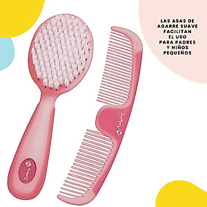 Safety 1st Easy Grip Brush and Comb, Raspberry