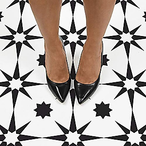 FloorPops FP2948 Altair Peel & Stick Floor Tiles, Black