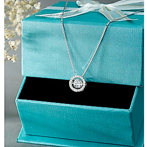 ARINZA Silver Necklace for Women, 1 Carat Dancing Diamond Cubic Zirconia Necklace with 18 Inch Chain, Anniversary Birthday Gifts for Women, Wife, Mom, Girlfriend, Lady