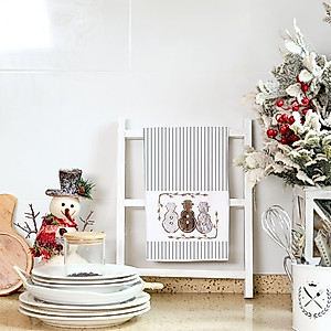 ARKENY Christmas Kitchen Towels Set of 2,Beige Xmas Tree Snowman Dish Towels 18x26 Inch,Hoilday Farmhouse Home Decoration AD098