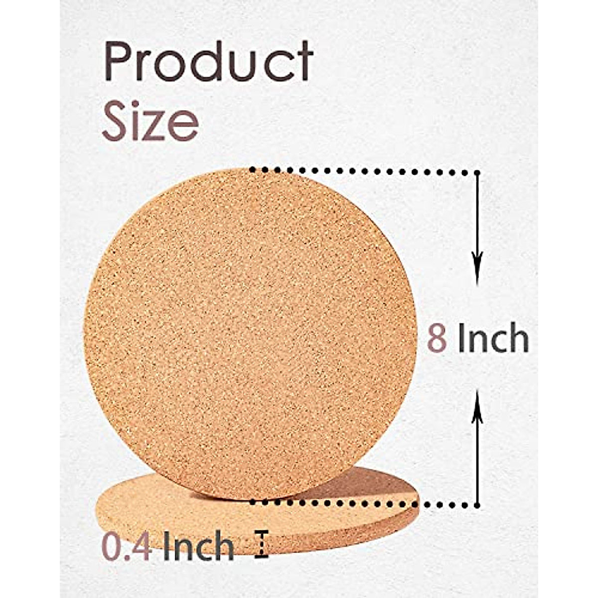 Cork Trivet, 4 Pack High Density Thick Cork Coaster Set for Hot Dishes, 8 Inch Heat Resistant Multifunctional Cork Board, Hot Pads for Table & Countertop