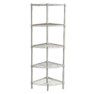 Juggernaut Storage White 5-Tier Corner Steel Wire Shelving Unit (14 in. W x 47 in. H x 14 in. D), WSCR141447-5WH