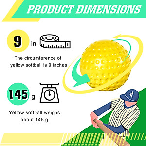 24 Pcs Yellow Dimpled Baseball 9 Inch Pitching Machine Baseball Practice Foam Sport Baseball Pitching Machine Game Ball Baseball for Indoor Outdoor Pitching Machine Practice, 2 Dozen