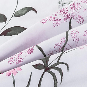 Carisder Full/Queen Duvet Cover Set Floral Soft White Comforter Cover Set 3 Pieces Bedding Sets (Floral Queen)