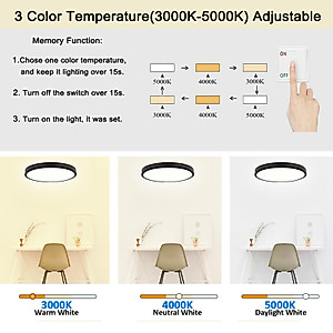 SOTTAE 2 Pack 9 Inch Modern Black Flush Mount LED Ceiling Light,Metal 3000K-5000K 20W Thin Round Ceiling Lamp,Surface Low Profile Ceiling Light for Bedroom Living Room Bathroom Entryway Kitchen