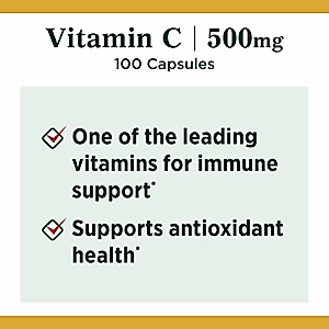 Nature's Bounty Vitamin C, Immune Support, 500mg, Capsules, 100 Ct