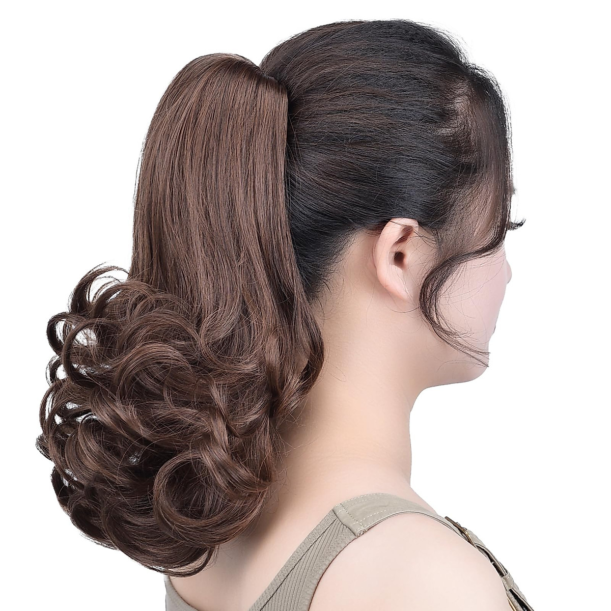 Brown Ponytail Extension,Claw Clip Ponytails 12in Curly 3.8 OZ Fake Hair Extensions Hair pieces SYXLCYGG Wig Girl Synthetic Fluffy¬ Tangled