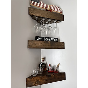 1 Wine Rack, 2 Corner Floating Shelves Set