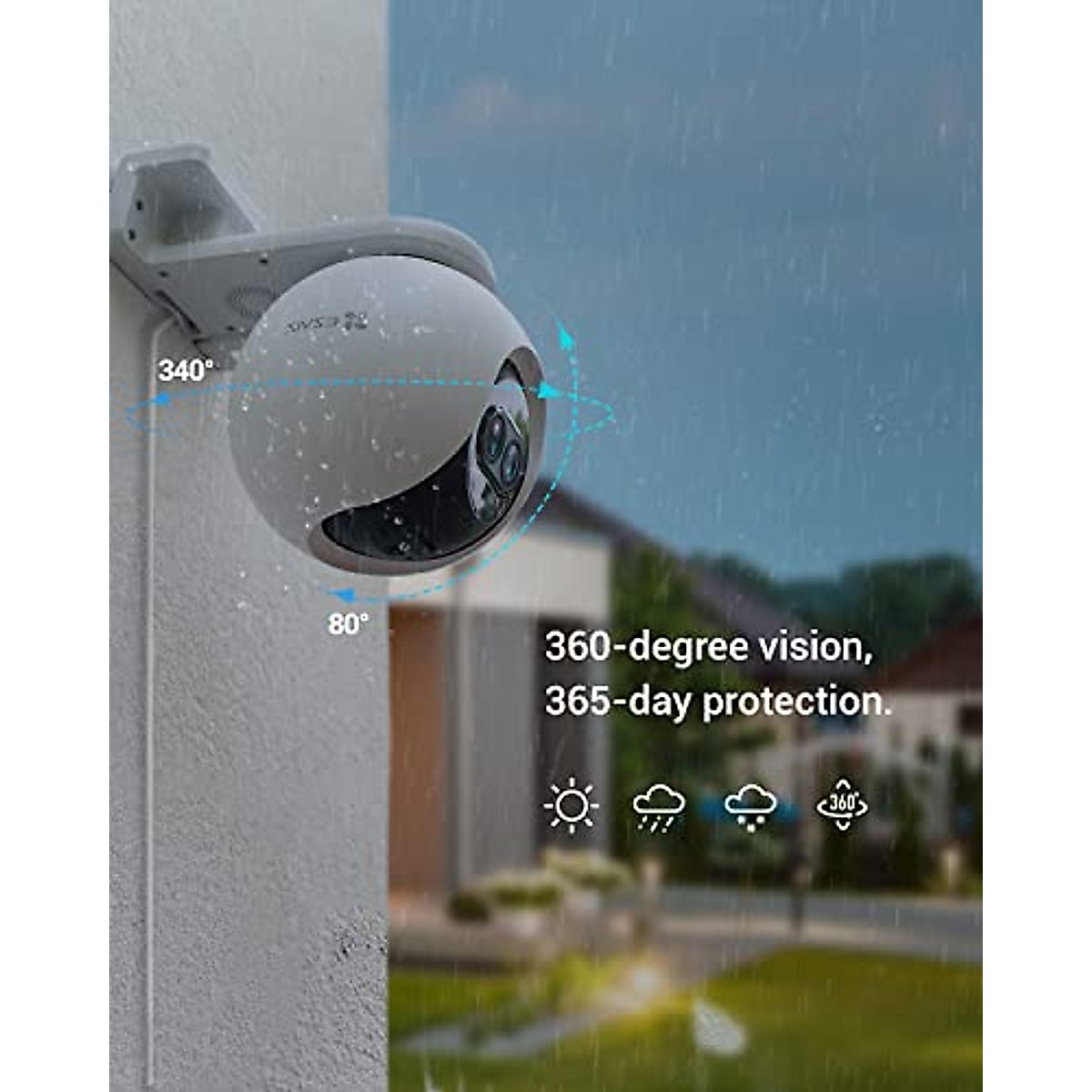 EZVIZ Security Camera Outdoor, 1080P Pan/Tilt/Zoom WiFi Camera, 8× Mixed Zoom and AI-Powered Person Detection Security Cam, IP65 Waterproof, Support MicroSD Card up to 512GB | C8PF