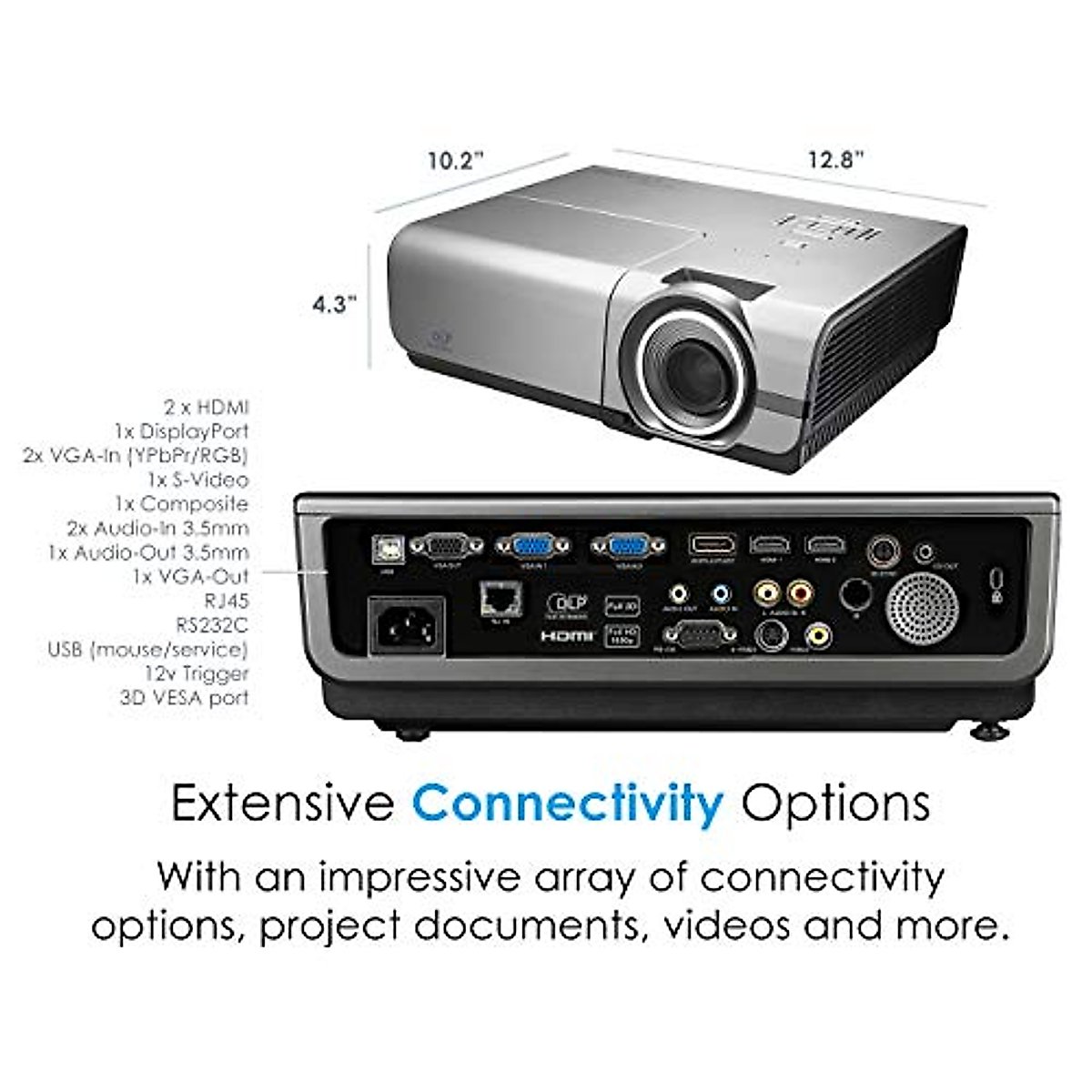 Optoma X600 XGA Projector for Business with High Brightness 6, 000 Lumens, Crestron Roomview For Network Control, Keystone Correction, Zoom, Silver