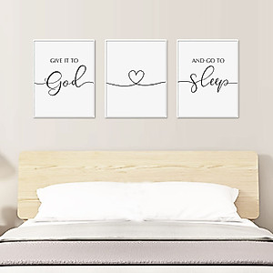 Give It To God And Go To Sleep Sign, Above Bed Wall Decor, Master Bedroom Signs, Bedroom Wall Art, Inspirational Decor, Signs Above Bed, Bedroom Decor, Unframed (11x14 inch)