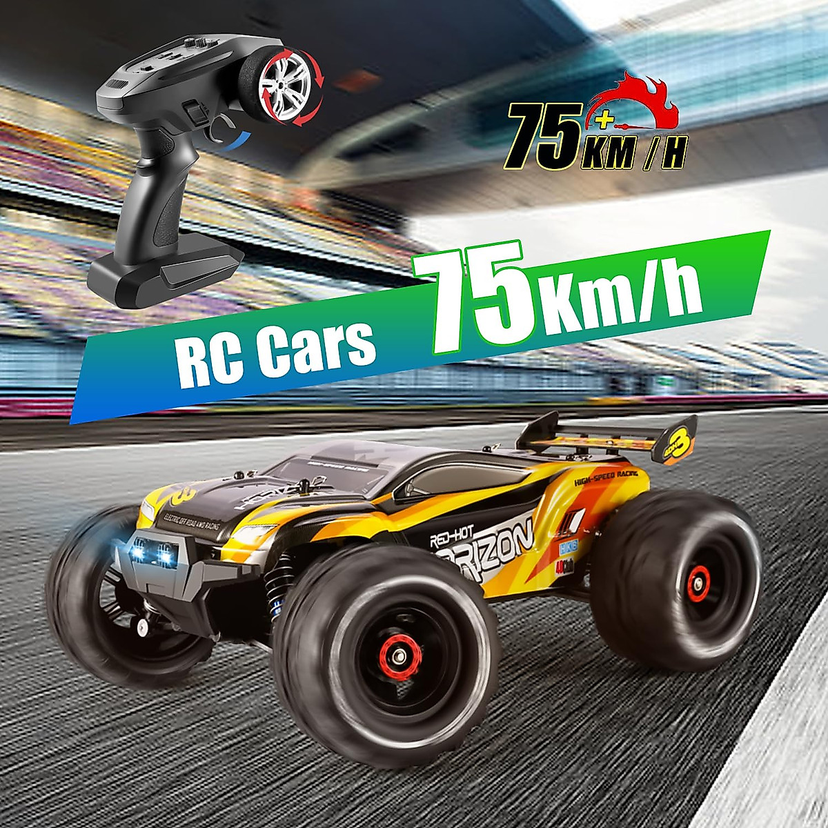 4DRC H3 RC Car,50+kmh High Speed Monster Truck,Racing Hobby Car for Adults, 4WD All Terrain Off-Road Remote Control Car, 2.4Ghz RC Crawler,2 Battery 40+ Min Play Gift for Boy Kids Adults