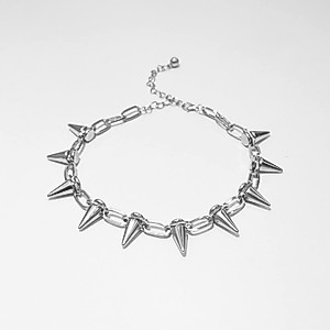 Spike Necklace Spike Choker Rivet Goth Necklaces Chokers with Spikes and Chain Streetwear Vintage Punk Necklace for Women Men Silver