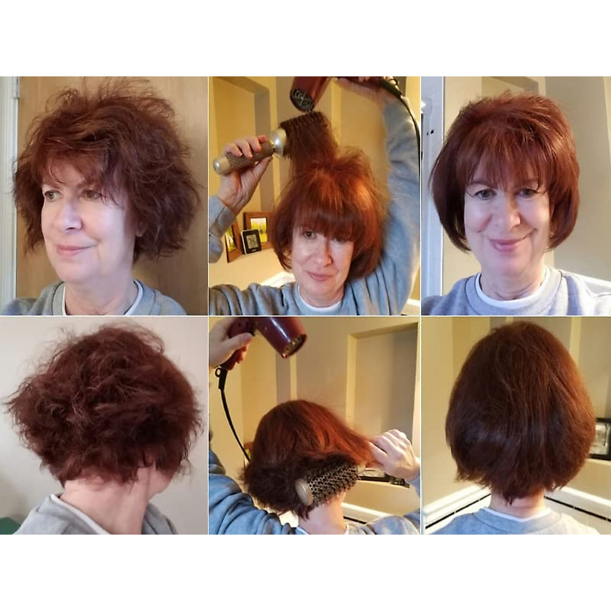 Vented Thermal Round Brush with Boar Bristles for Blow-drying, Curling Short Hair (Chin to Neck), Small Ceramic Roller (1.3" Barrel, 2.4" with Bristles)