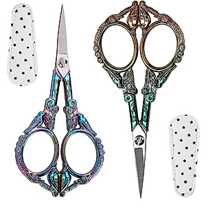 Glexal Small Embroidery Scissors with Cover -Cute and Comfortable handles with Sturdy and Sharp Tips for Precise Cutting, Perfect Size for Keeping in Your Sewing and Craft Supplies Kit