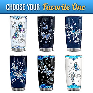 WASSMIN Personalized Butterfly Stainless Steel Vacuum Insulated Tumbler With Lid - Custom Name Tumbler 20 Oz 30 Oz Double Walled Insulated Coffee Cup for Gym Fitness Travel