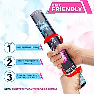 Gender Reveal Blue Confetti Cannon [5 Pack] - Gender Reveal Baby Boy Party Supplies, Biodegradable Confetti Poppers