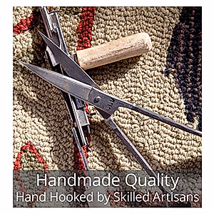 Chandler 4 Corners Artist-Designed Pinecones & Berries Hand-Hooked Wool Decorative Throw Pillow (14” x 14”)