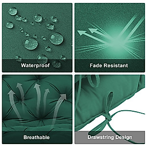 Porch Swing Cushions Outdoor 60 inch x 40 with Backrest Extra Thick 5" Waterproof 3 Seat Swing Replacement Cushions for Outdoor Furniture Bench Patio Garden (Dark green-60x40x5inch)