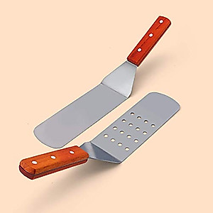Ifavor123 Set of 2 Grilling Spatulas for BBQ Use Indoor Outdoor Stainless Steel Grill Cooking Turners