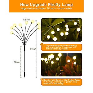 AURPUKAR Solar Garden Firefly Lights - 4 Pack New Upgraded Solar Lights for Outside, 8 Modes Remote Control & Waterproof, Powered Light Outdoor for Yard, Landscape, and Pathway Decorations, Black