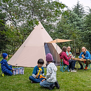 KAZOO Family Camping Tent Large Waterproof Tipi Tents 8 Person Room Teepee Tent Instant Setup Double Layer (Off-White)