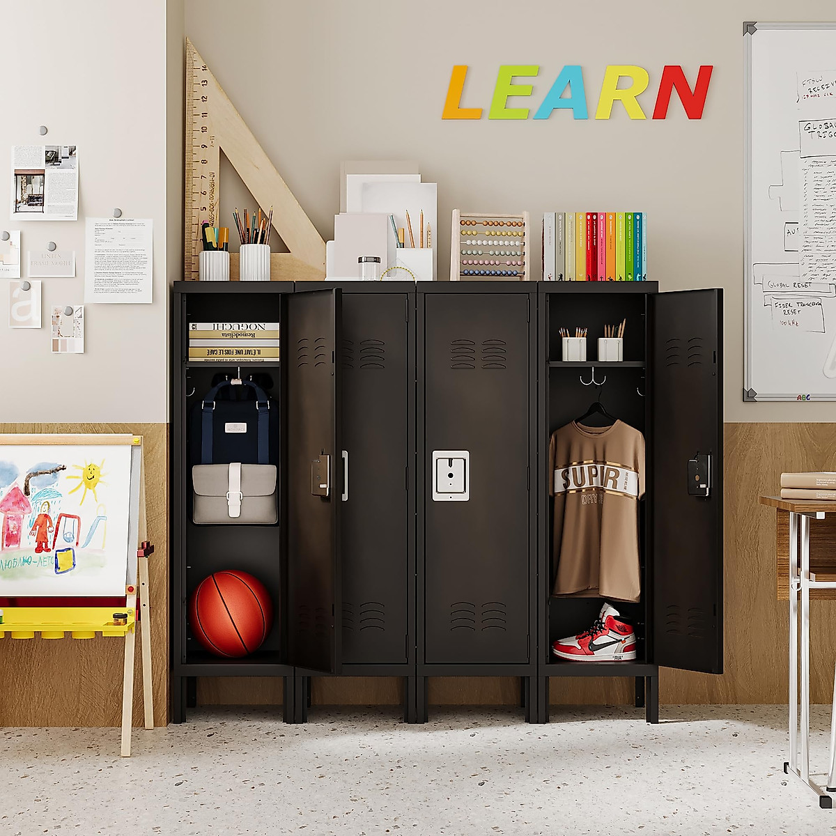 SISESOL Metal Locker Storage Cabinet Lockers for Employees Metal Locker Shelf Home Office Storage Cabinets Coat Lockers Narrow Cabinet 55" Standing Cabinet Organizer Steel File Cabinet