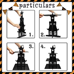 3-Tier Halloween Cupcake Stand Tower Halloween Castle Cake Stand Halloween Round Cardboard Dessert Tower Dessert Tree Tower for Halloween Party Supplies Dessert Serving Tray for Halloween Decorations