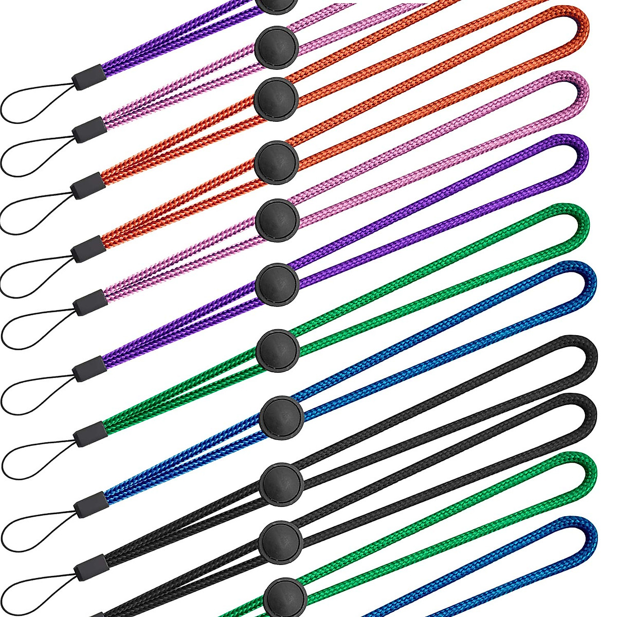 YOUOWO Wrist Lanyard Adjustable length small Strap 12 Pcs Wrist Short Lanyard for Keys Phone Cases Lanyard Keychain USB pink,green,blue,orange,purple,black