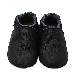Mejale Baby Boy Girl Shoes Soft Soled Leather Moccasins Anti-Skid Infant Toddler Prewalker(Black,6-12 Months)