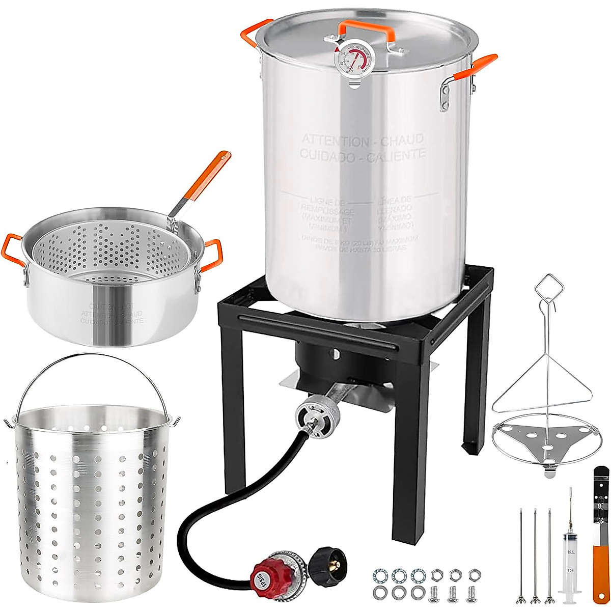 Lafati Turkey Fryer Set, 30QT & 10QT Pots with Large Steamers, and 54,000BTU High Output Burner for Camping, Outdoor Parties, Thanksgiving