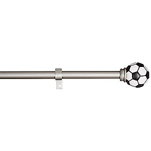 Amazon Basics Decorative 5/8" Curtain Rod with Soccer Ball Finials, 48"-86"