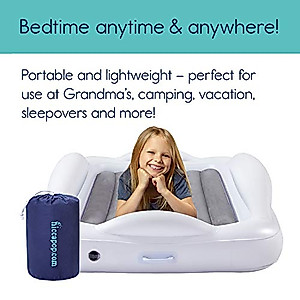 hiccapop Inflatable Toddler Travel Bed with Safety Bumpers [4-Sided] | Portable Toddler Bed for Kids | Toddler Air Mattress | Kids Air Mattress - Grey