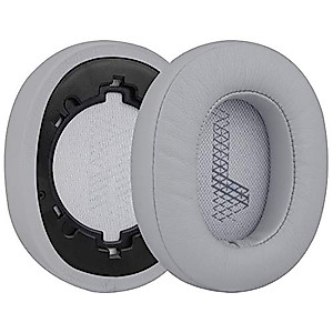 Geekria QuickFit Protein Leather Replacement Ear Pads for JBL Live 500BT Headphones Earpads, Headset Ear Cushion Repair Parts (Grey)
