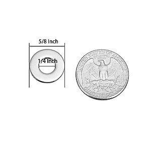 1/4" Stainless Flat Washer, 5/8" Outside Diameter, 18-8(304) Stainless Steel Washers Flat (100 Pack)