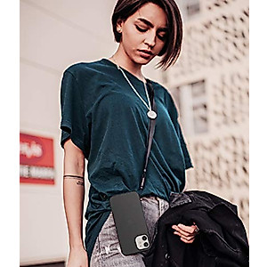 Ringke Air Shoulder Strap Compatible with iPhone 12 Mini Case, Crossbody Necklace Lanyard with Clear TPU Silicone Phone Back Cover for 5.4-inch (2020) - Smoke Black