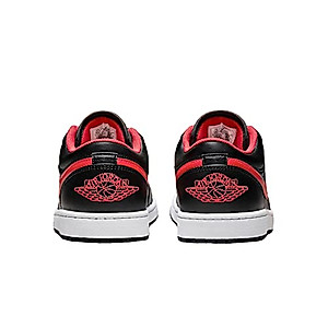 Jordan Men's Air Jordan 1 Low Sneaker, Black/Fire Red-white, 10