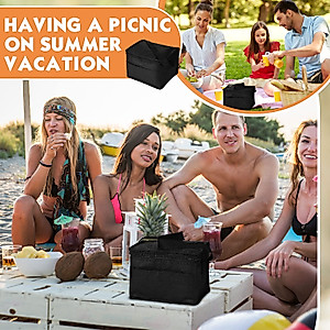 Amyhill 40 Pcs Insulated Lunch Bags Bulk Reusable Cooler Tote Bags Leakproof Thermal Lunch Box Waterproof Freezable Lunch Bag Beverage Bag with Strap for Men Women Office Work Picnic Beach (Black)