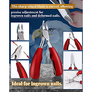 Tisojpod 5Pcs Toenail Clippers Set for Ingrown Toenail & Thick Toenails,Nail Clippers Set for Seniors Men Women,Ingrown Toenail Clippers,Professional Heavy Duty Toenail Clippers for Thick Toenails