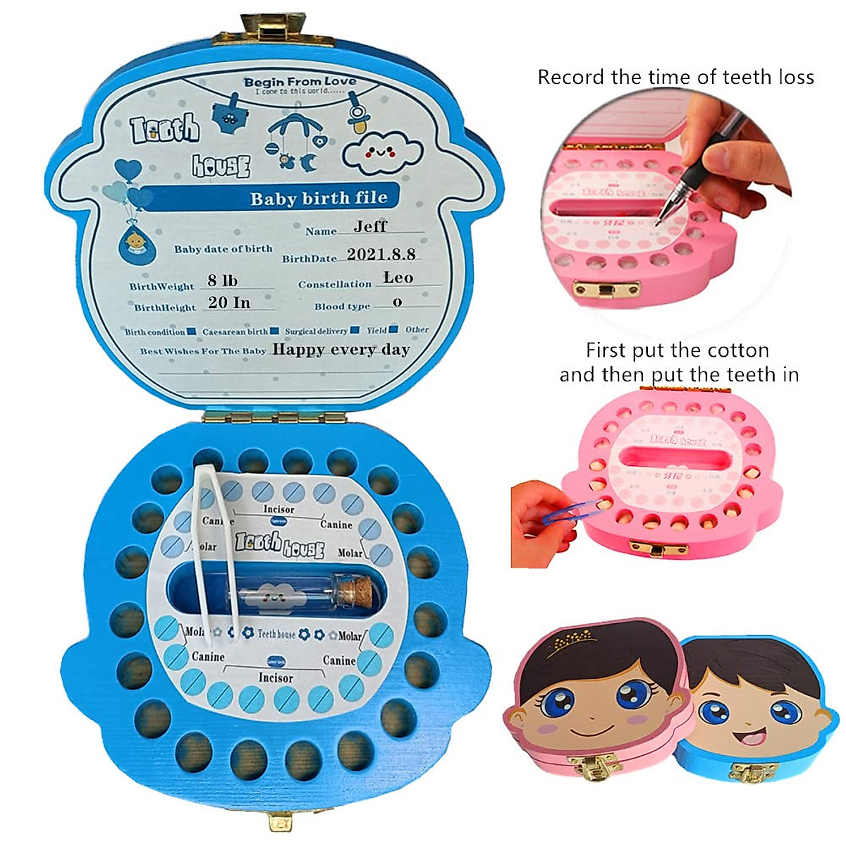 Baby Tooth Keepsake Box,Tooth Fairy Box,Wooden Tooth Box ,Baby Keepsake Storage Box,Tooth Saver,Tooth Holder for Kids Teeth,Tooth Boxes for Lost Teeth for Kids,Newborn Baby Birthday and Shower Gift