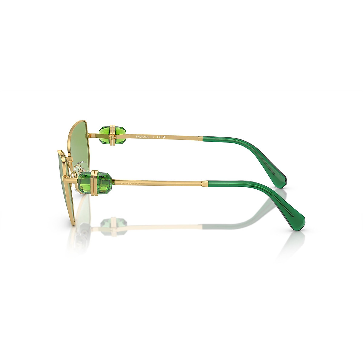SWAROVSKI SK7003 Sunglasses, Gold/Dark Green, 57 mm