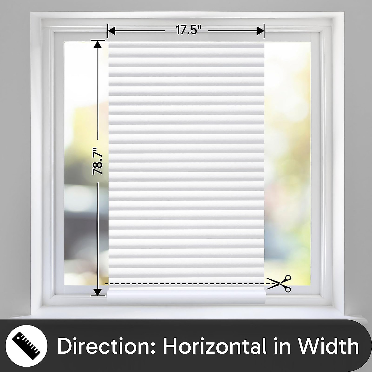 rabbitgoo Window Privacy Film Frosted Glass Film for Bathroom, Non Adhesive Static Cling Removable Window Sticker for Home Office, Anti-UV Opaque Coverings, Blinds Pattern, 17.5 x 78.7 inches