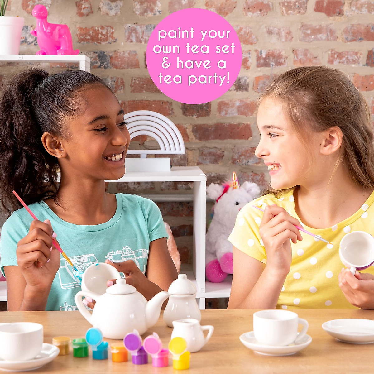 Just My Style Paint Your Own Rainbow Tea Set by Horizon Group USA Multi