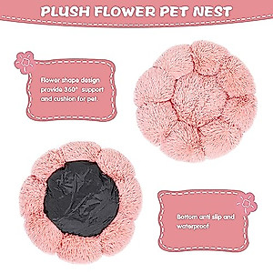 SENNAUX Cat Bed - Cute, Washable Pink Donut Bed for Indoor Cats and Small Dogs, Soft, Fluffy, Anti-Anxiety, Self-Warming, Blush Pink