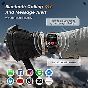 Rgthuhu Military Smart Watches for Men (Answer/Make Call), 100M Waterproof Rugged Smart Watch for Android Phones and iPhone, 1.9" Outdoor Sports Fitness Tracker with Heart Rate, Sleep Monitor, Black