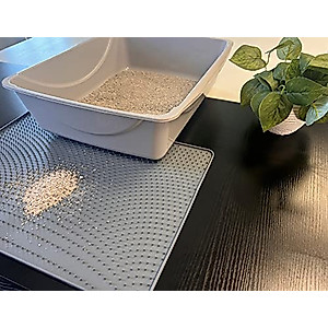 Premium Grade Pet Food Mat, Silicone Cat Litter Mat, Floor Protective Mat, Waterproof, Urine Proof Silicone Pet Mat with Silicone Bristles to help Clean Pets Paws