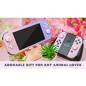 BelugaDesign Paw Thumb Grip Caps | Compatible with Nintendo Switch Standard Lite OLED | Cute Kawaii Animal Joystick Cap, Soft Silicone Cover for Controller | Pack of 4 (Purple)