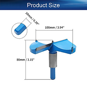 Heyiarbeit Forstner Drill Bits 100mm, Tungsten Carbide Wood Hole Saw Auger Opener, Woodworking Hinge Hole Drilling Boring Bit Cutter Blue 1pcs