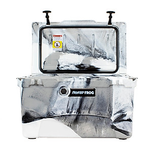 Frosted Frog Black White and Gray Camo 45 Quart Ice Chest Heavy Duty High Performance Roto-Molded Commercial Grade Insulated Cooler